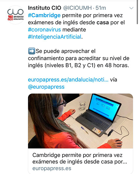 Cambridge permitirá por primera vez hacer exámenes de inglés desde casa ... Cambridge permitirá por primera vez hacer exámenes de inglés desde casa ...